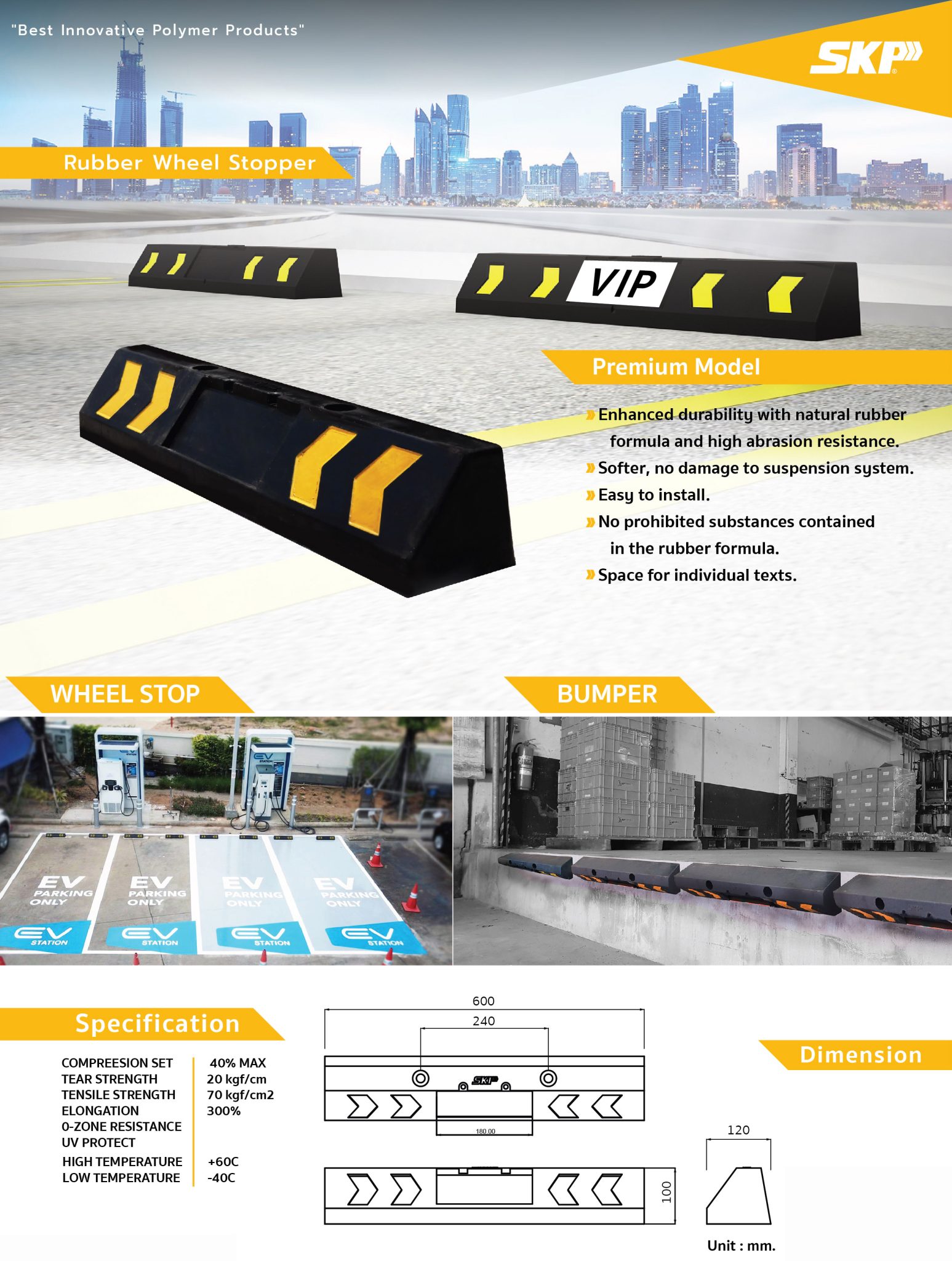 Rubber Wheel Stop | SKP Brand Rubber Products